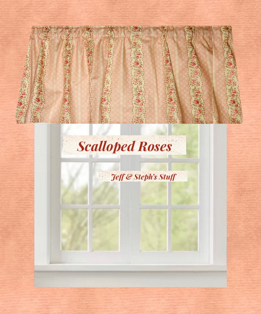 Scalloped Roses Valance, Window, Curtain, Topper, 43"w X 14"l - Etsy