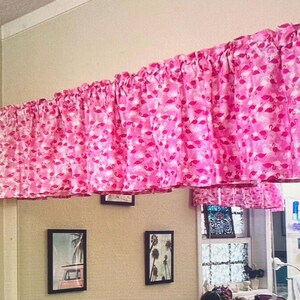Hot Summer Valance Double Pink Flamingos Valances for Windows Cotton ...