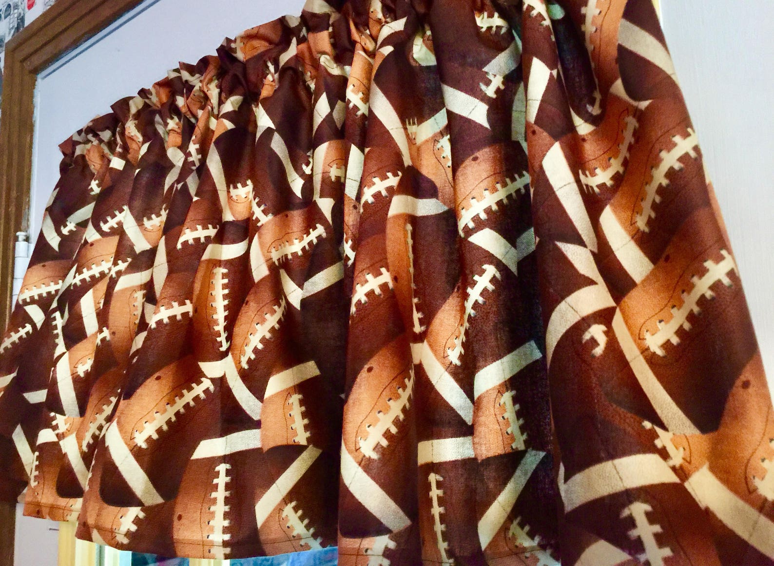 Football Valance: Game Day Decor, Man Cave, Boys Bedroom (43"w X 14/15 ...