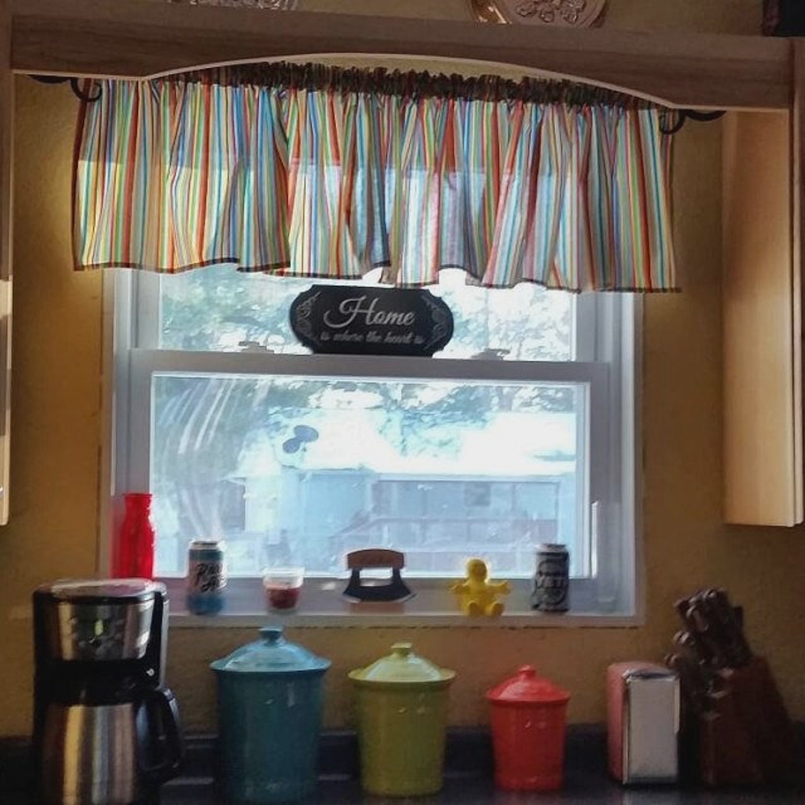 Colorful Striped Curtain Valance: Bright Party Window Topper (43"w X 14 ...