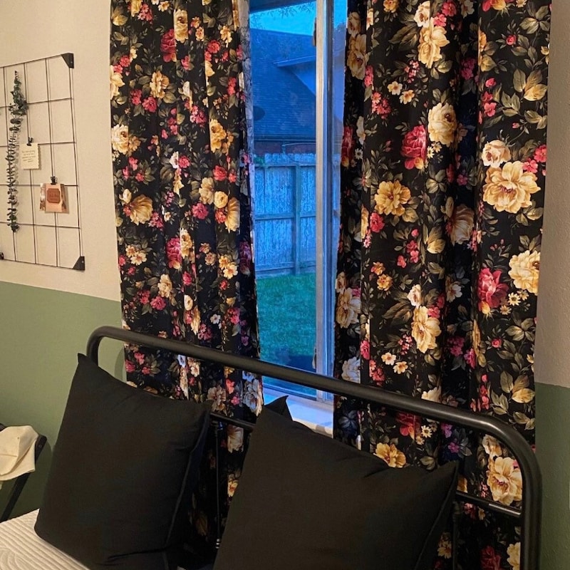 Black Out Floral Curtain - Etsy