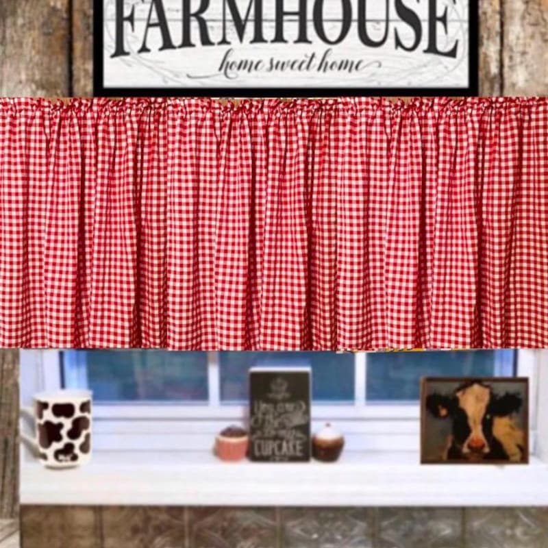 Curtains Gingham Red - Etsy