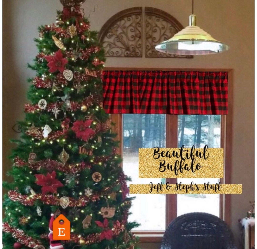Red Buffalo Valance Black Plaid 1" Check Window, Curtain, Valances, 100 ...
