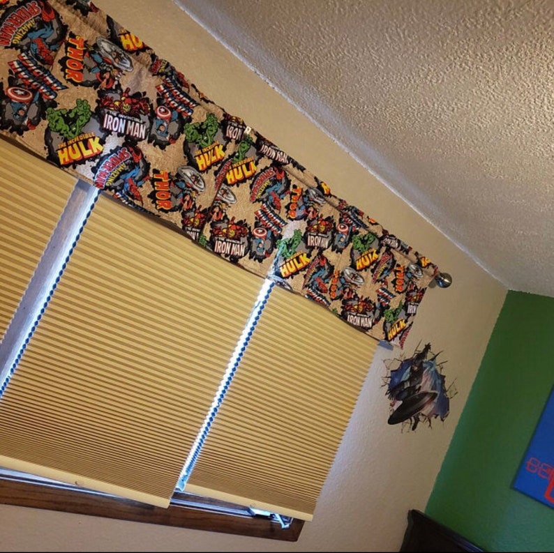 Superhero Window Curtain Valance Hulk Spiderman Ironman Custom - Etsy