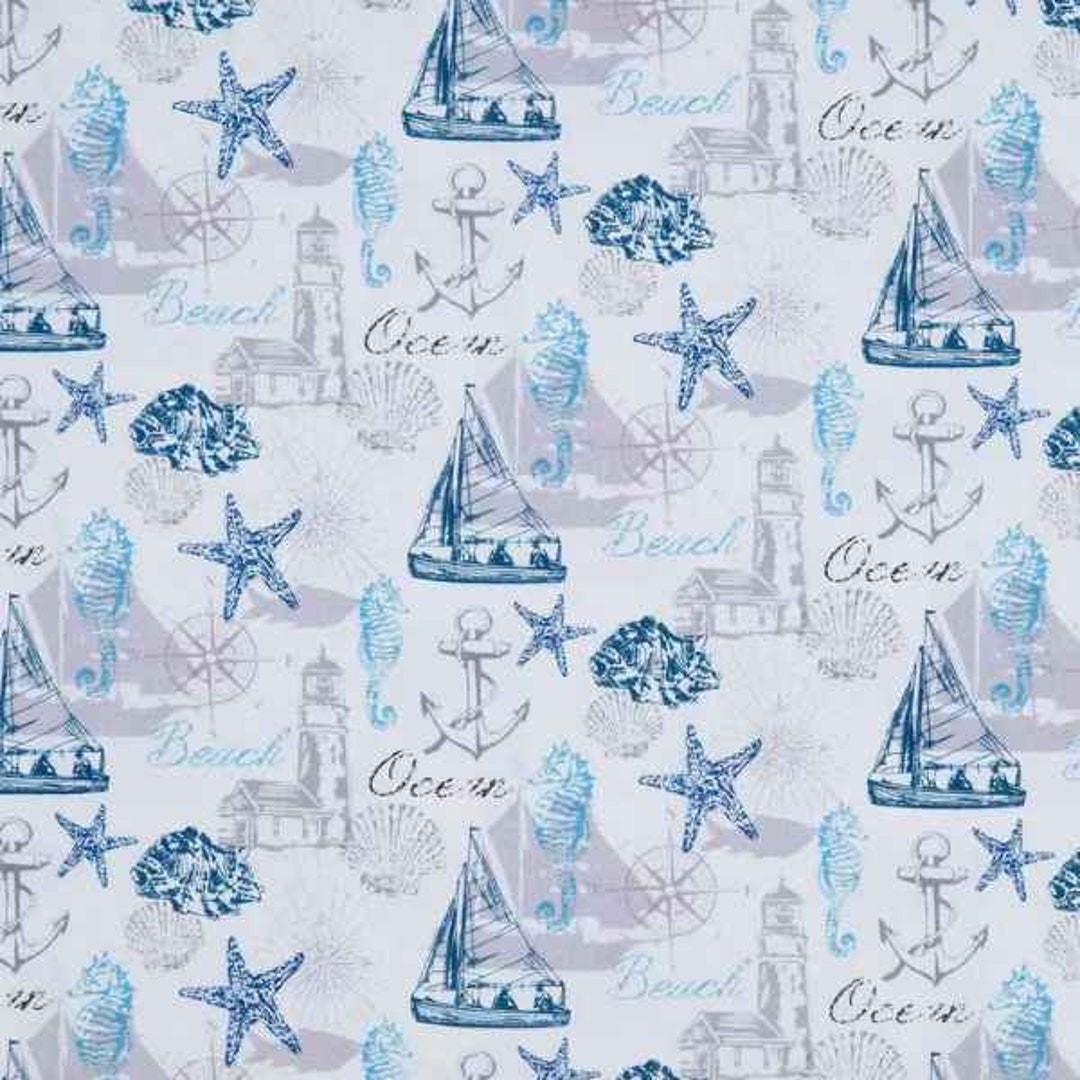 Nautical Valance, Window Curtain, Nautical, Cotton, 43w X 14/15l, Beach ...