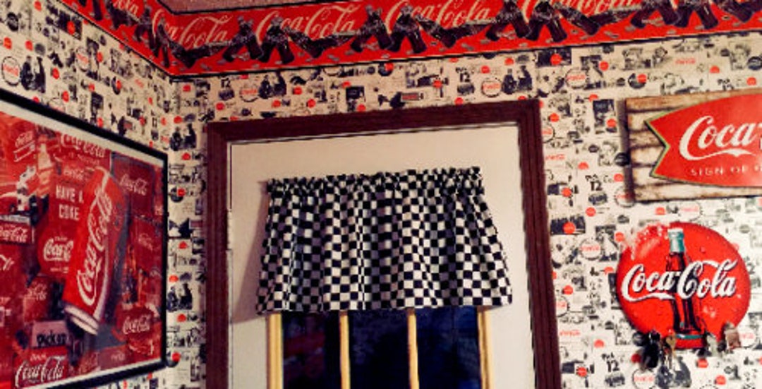 NASCAR CHECKERED FLAG Window Curtain Valance 42w X 14/15l Race Carwe ...