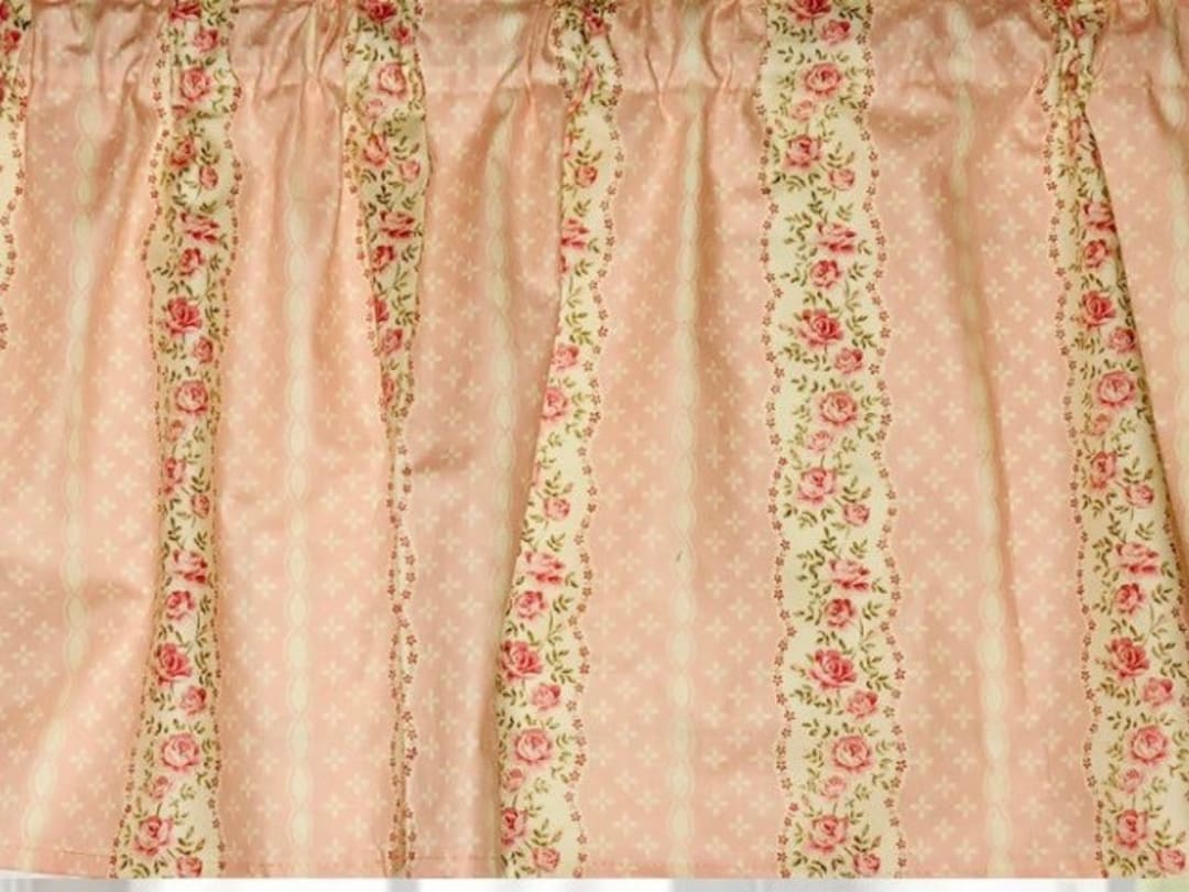 Pink Salmon, Scalloped, Shabby Chic, Curtain Panels With Tiebacks ...