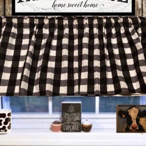 Buffalo Check Farmhouse Valance 1” Black White Checks With Removable ...