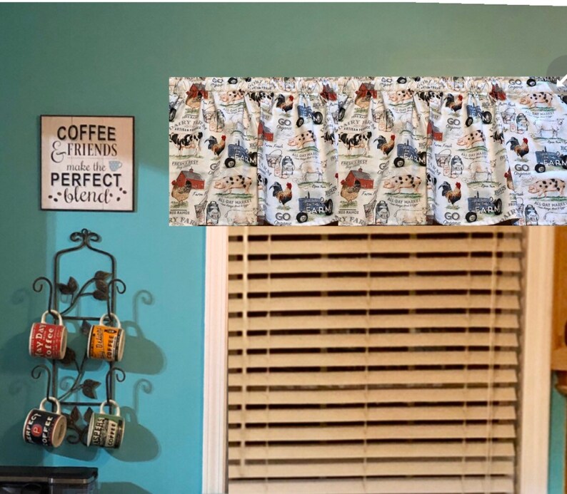 Country Farmhouse Valance Pigs and Cows 42w - Etsy