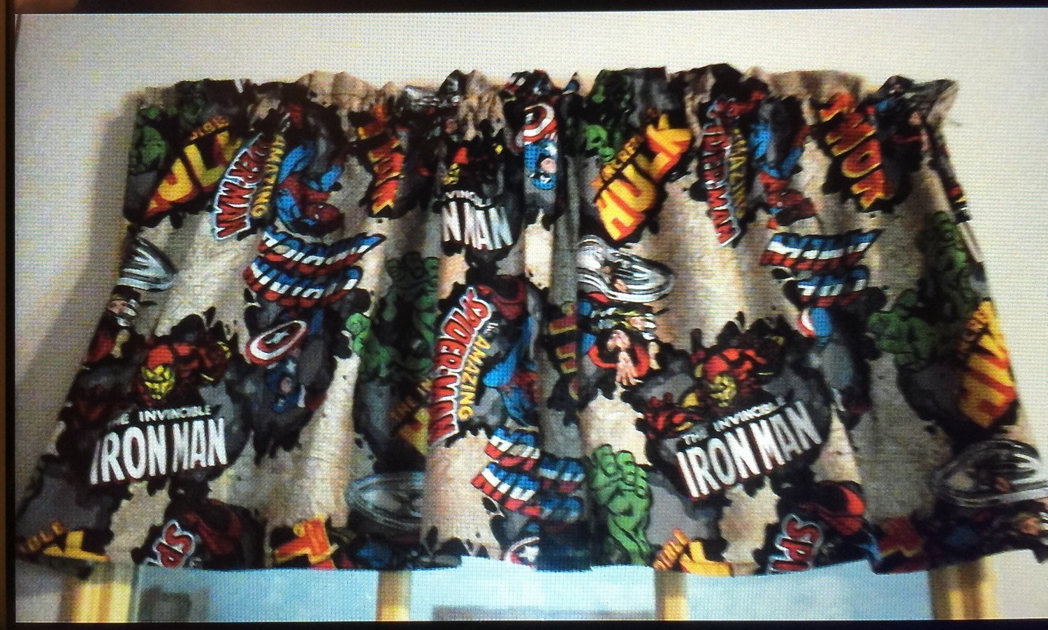 Superhero Window Curtain Valance Hulk Spiderman Ironman Custom | Etsy