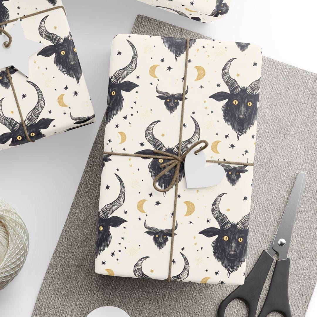 Baphomet Wrapping Paper Pastel Gift Wrap Spooky Wrapping Paper Knights ...