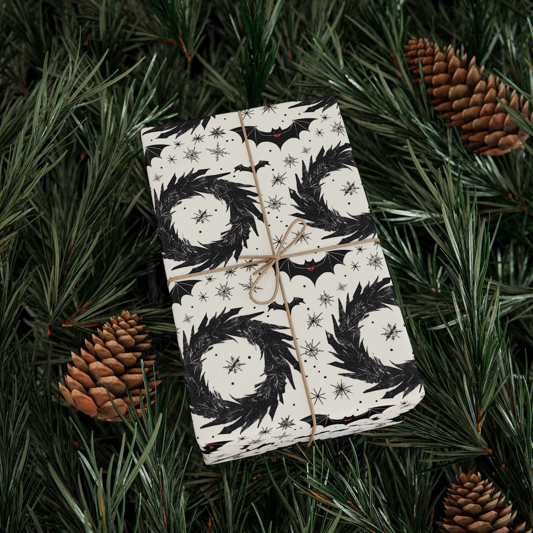 Goth Wrapping Paper Spooky Christmas Gift Wrap Roll Gothmas Decorations ...