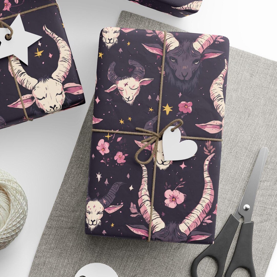 Baphomet Wrapping Paper Pastel Goth Gift Wrap Spooky Wrapping Paper ...