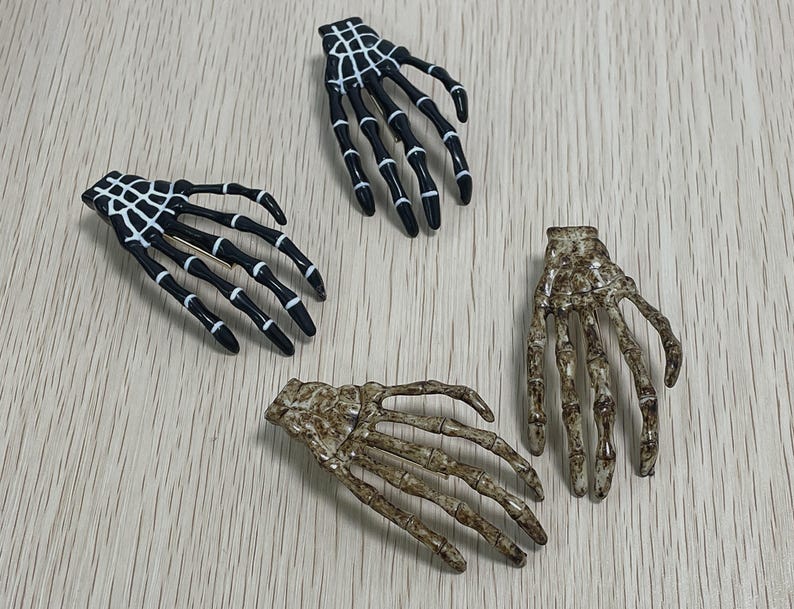 Halloween Creepy Skeleton Hands Hair Clips, Creepy Hair Clips, Skeleton ...