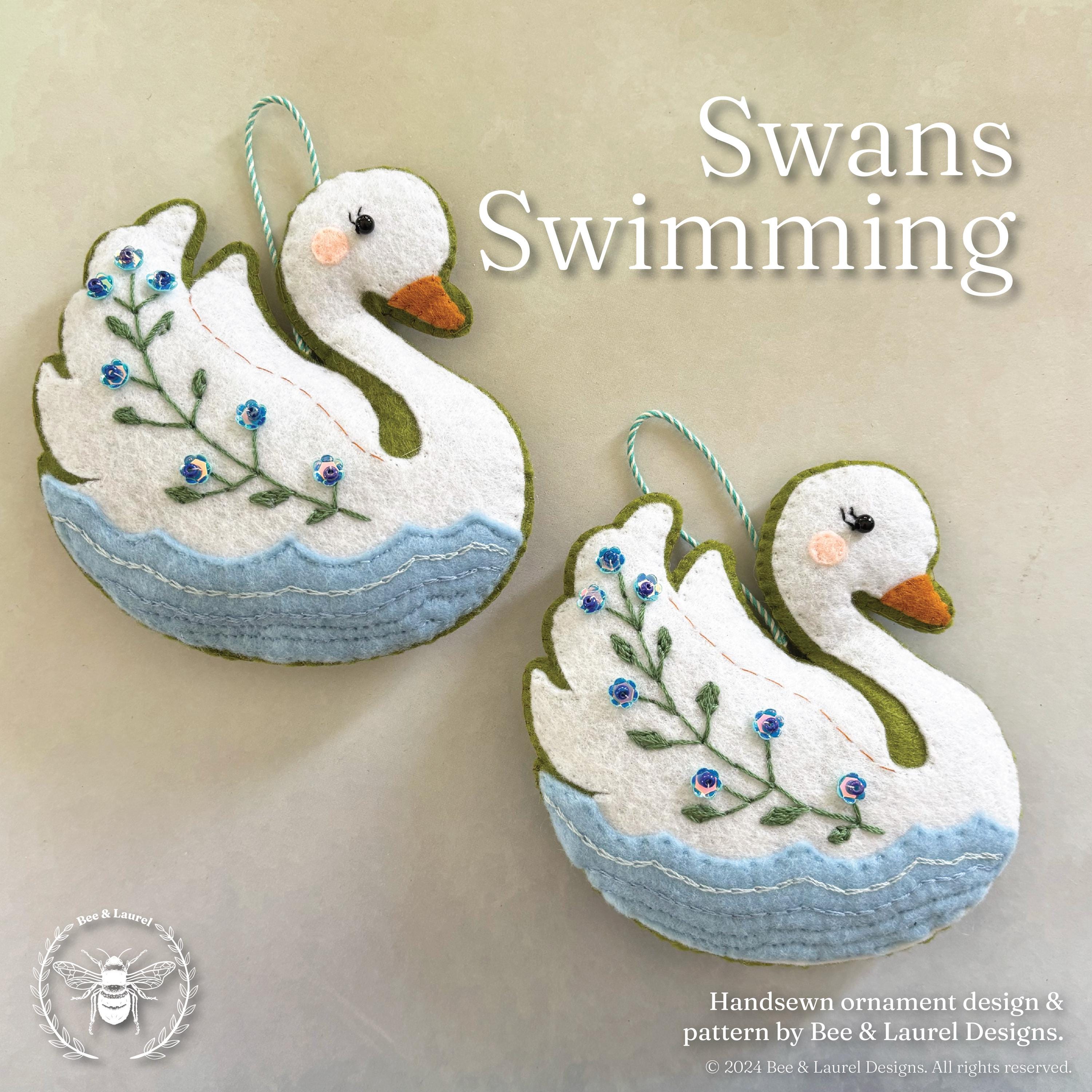12 Days of Christmas Felt Ornament Designs: Swans Swimming - Etsy