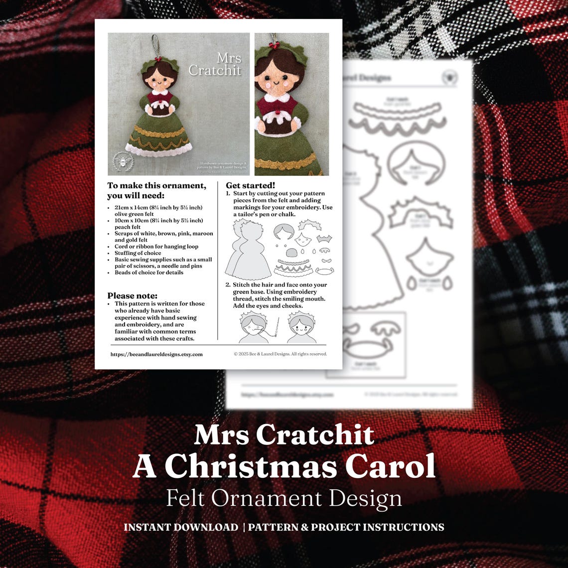 A Christmas Carol Felt Ornament Designs: Mrs Cratchit - Etsy