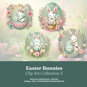 Easter Bunnies Clip Art Collection 2 - Etsy