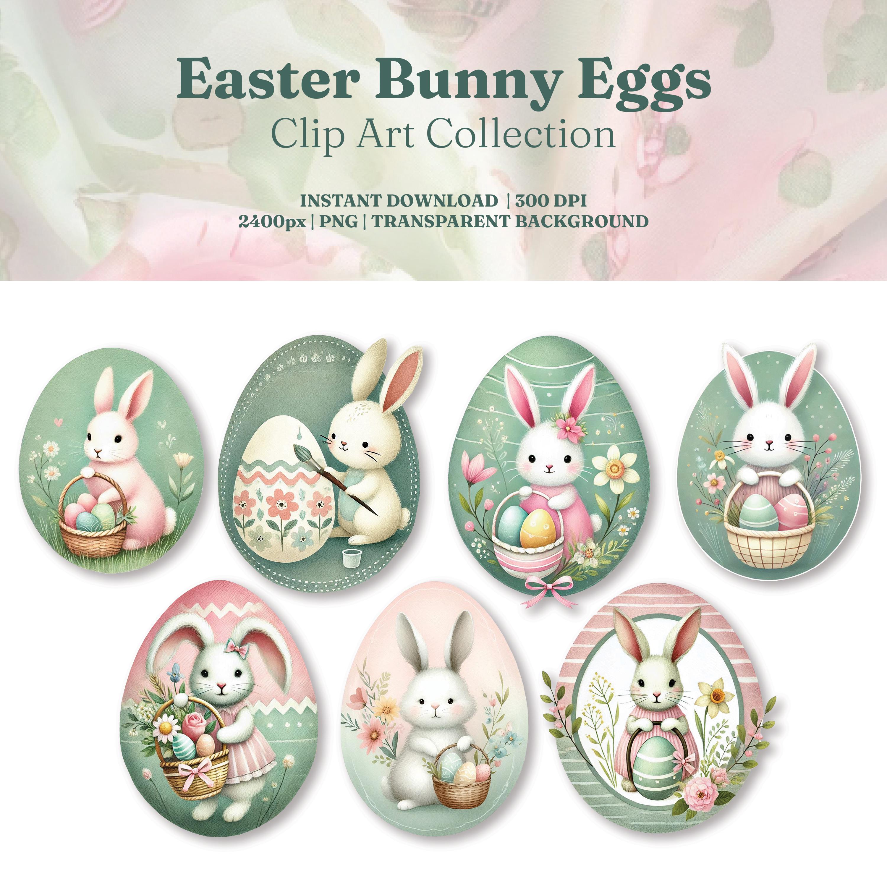 Easter Bunny Eggs Clip Art Collection - Etsy