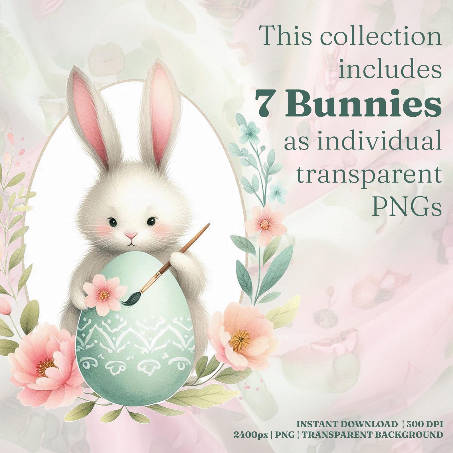 Easter Bunnies Clip Art Collection 2 - Etsy