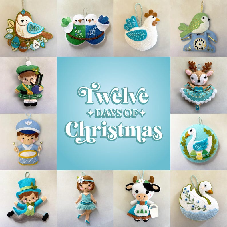 12 Days of Christmas Felt Ornament Designs: Complete Set - Etsy