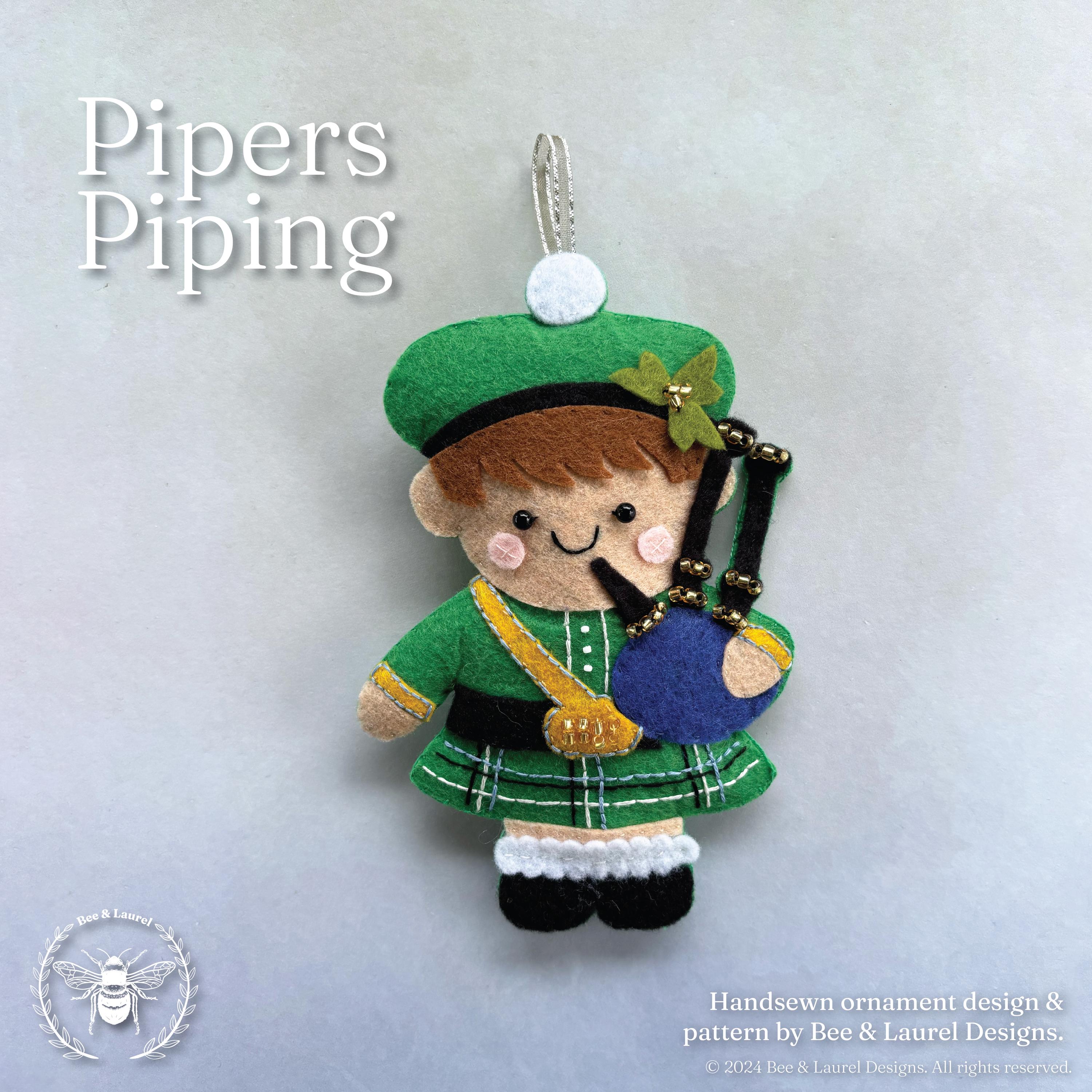12 Days of Christmas Felt Ornament Designs: Pipers Piping - Etsy