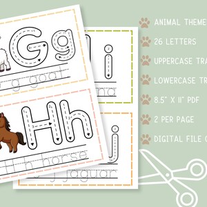 ABC Alphabet Tracing Cards, 26 Letters, Animal Themed, Preschool ...