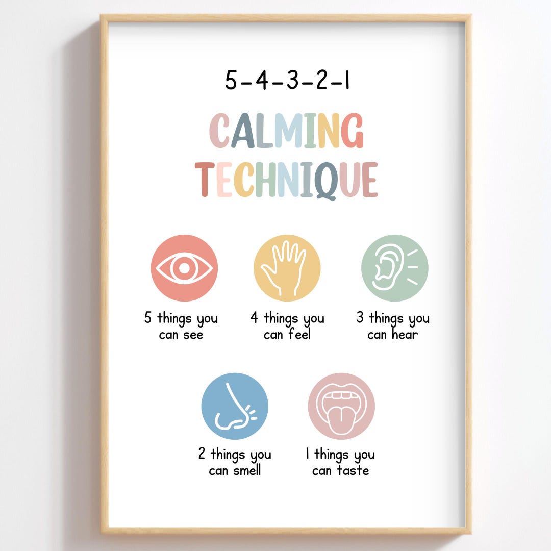 Calming Technique Poster, Coping Skills, Classroom, Boho, Therapy Decor ...