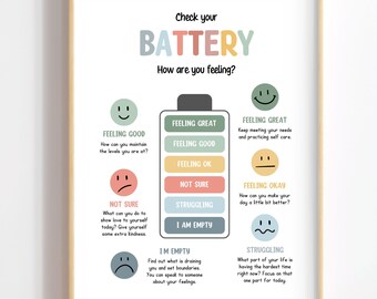 DIGITAL Check Your Battery Poster, Emotional Regulation, Classroom ...