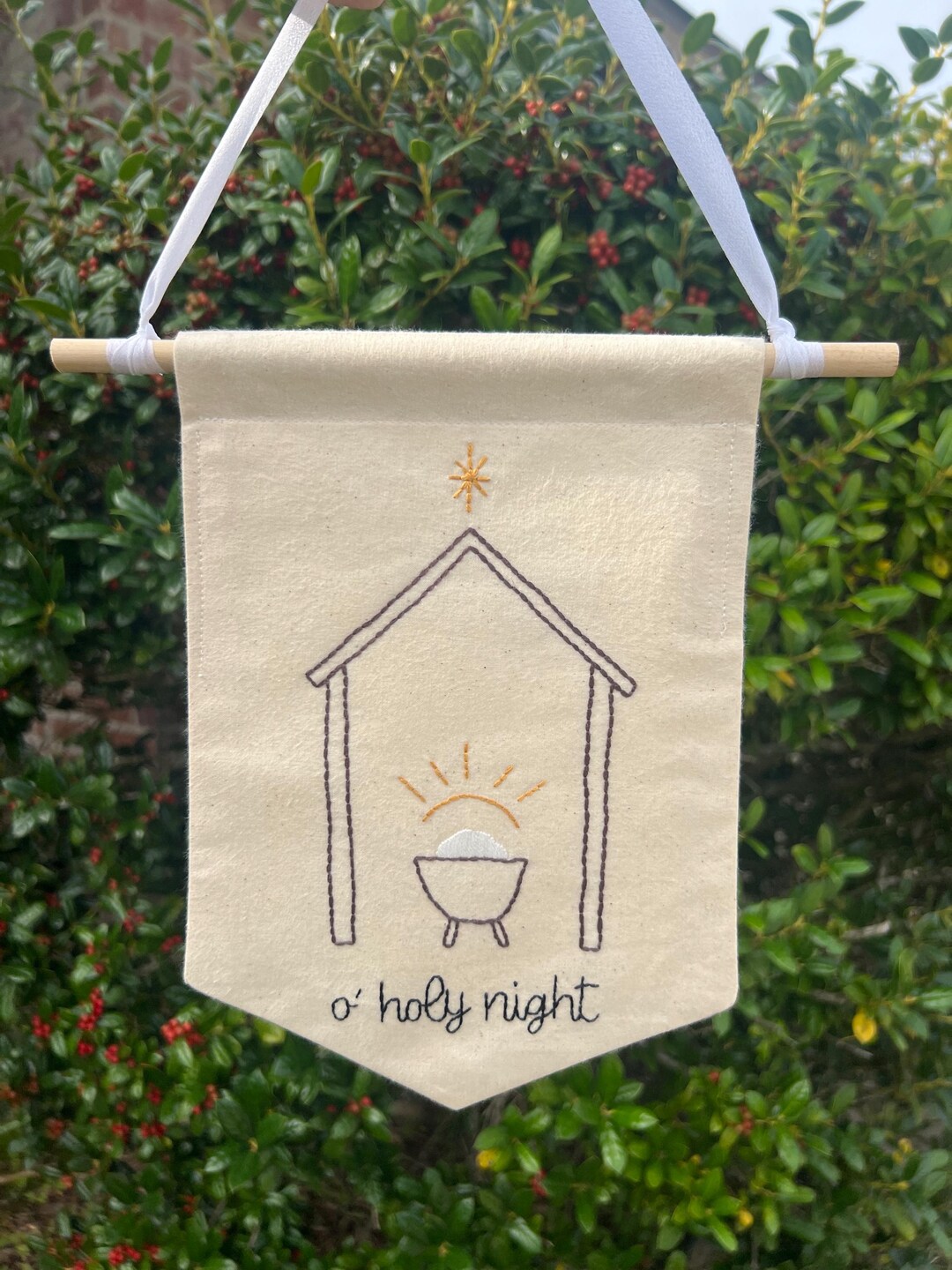 Nativity Scene Banner Christmas Wall Art O Holy Night Wall Banner Wall ...