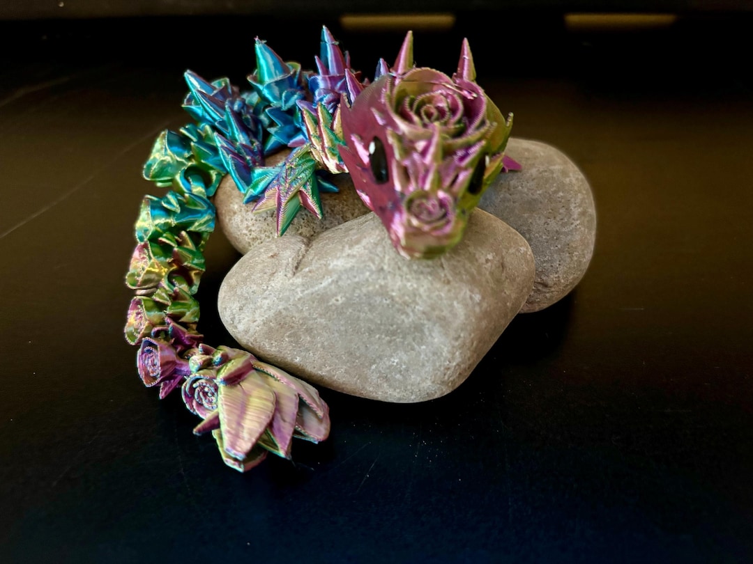 Articulated 3D Printed Flower Dragon - Etsy