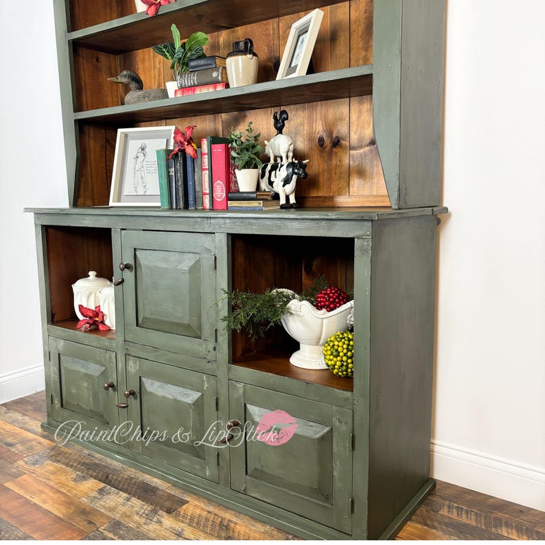 Rustic Two-piece Hand-painted Primitive Hutch-farmhouse Charm - Etsy