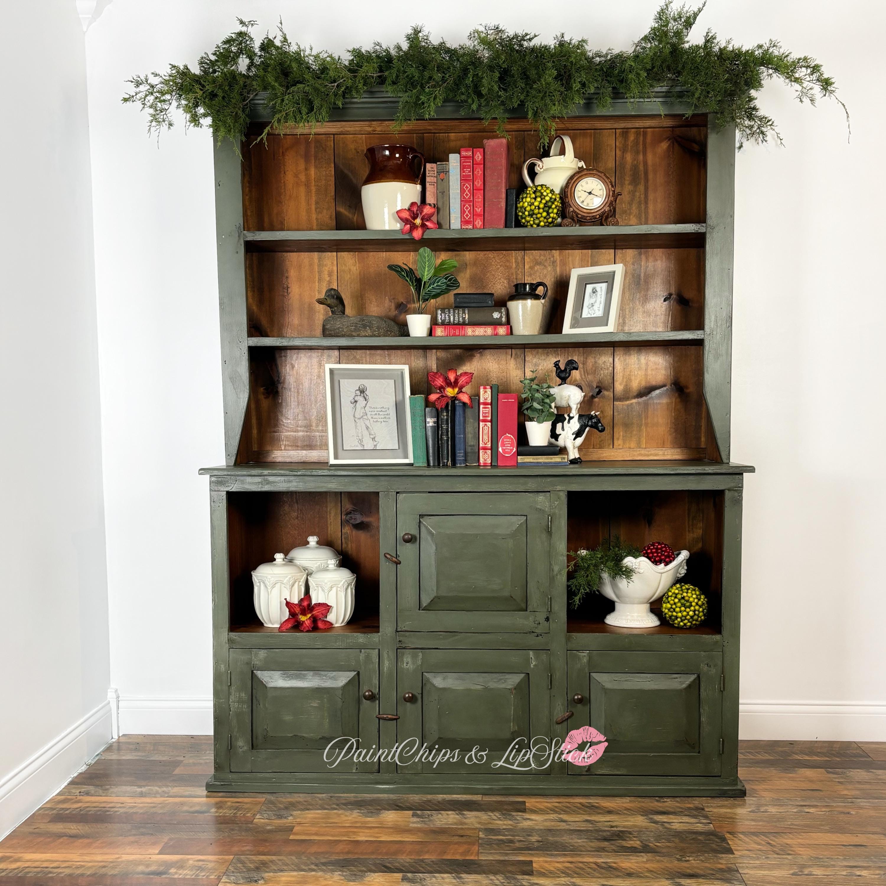 Rustic Two-piece Hand-painted Primitive Hutch-farmhouse Charm - Etsy