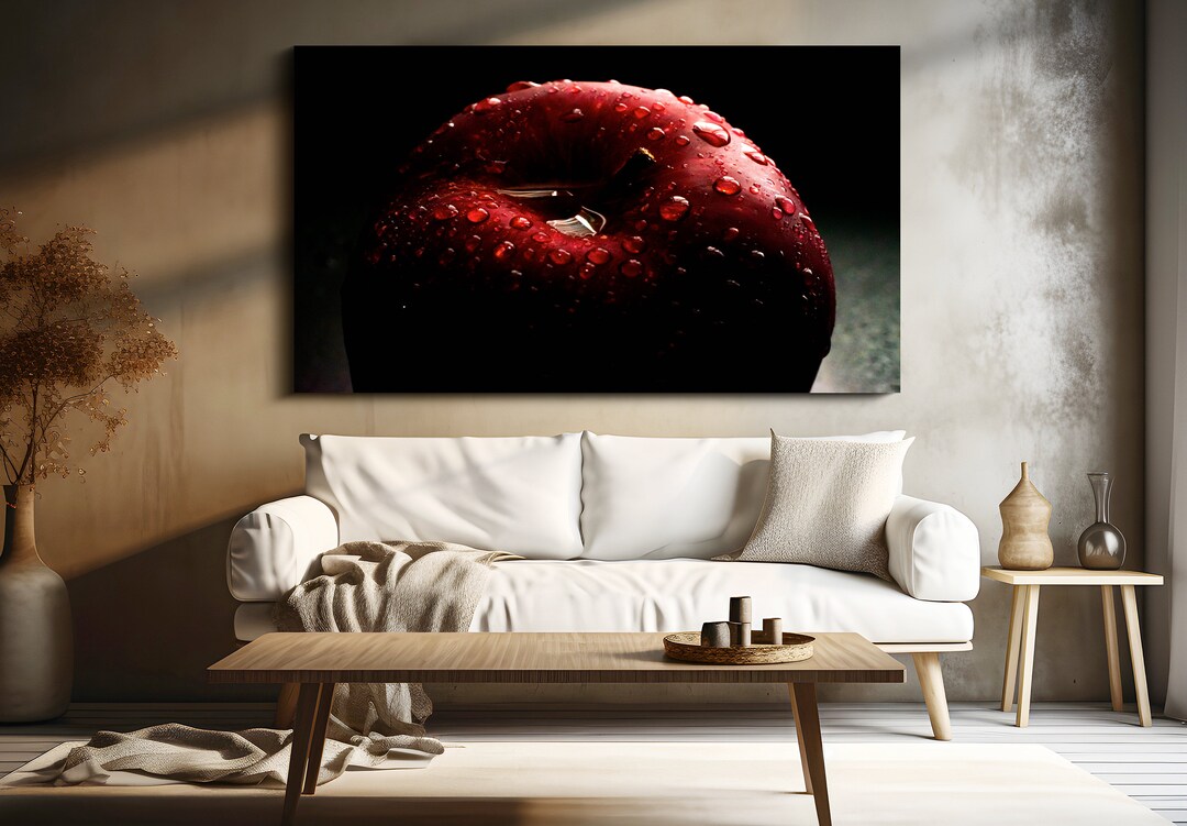 Red Apple Canvas Art Modern Kitchen Wall Decor, Farmhouse Fruit Artwork ...