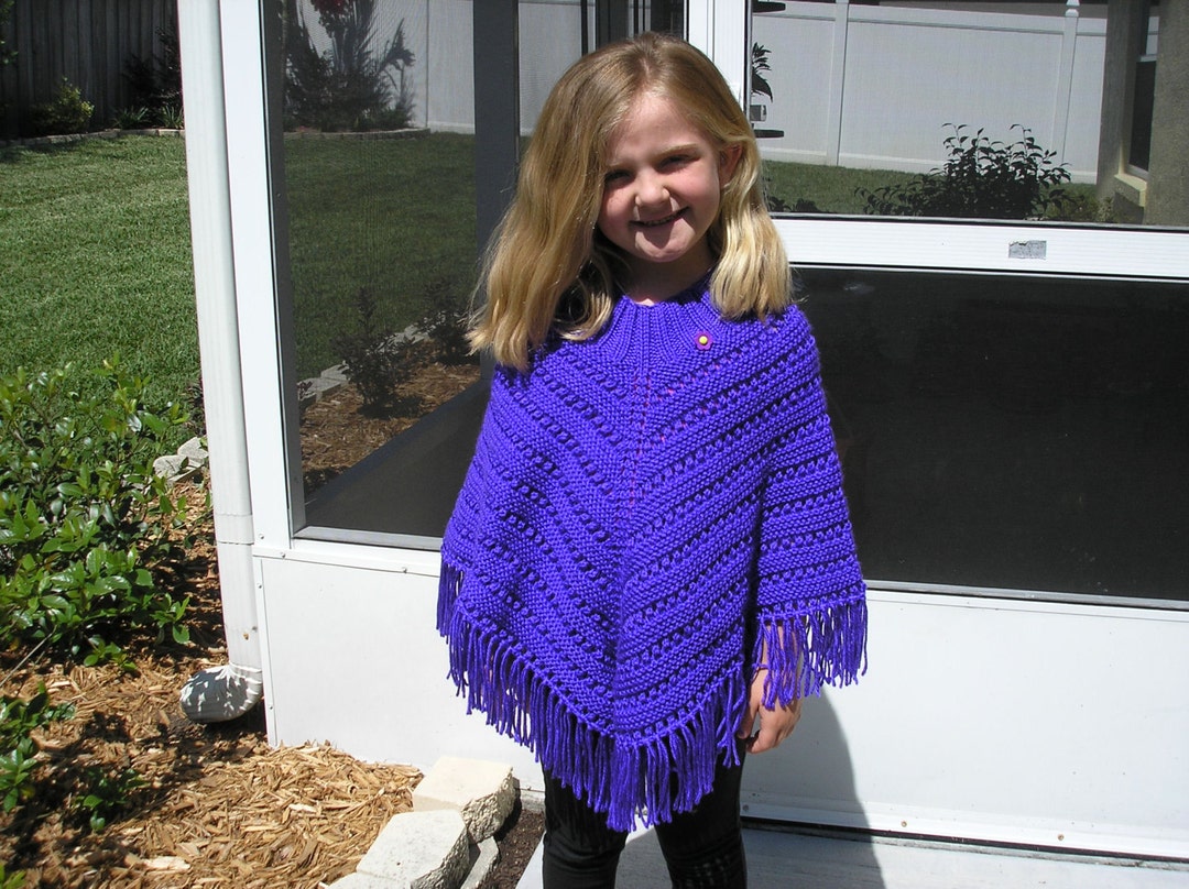 Knitted Poncho, Girls Large - Iris - Etsy