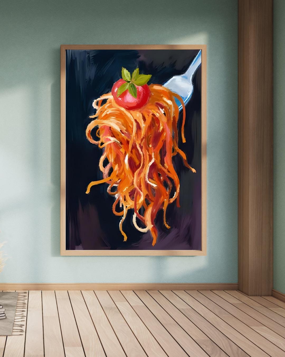 Spaghetti Pasta Print: Modern Italian Kitchen Food Art (digital ...
