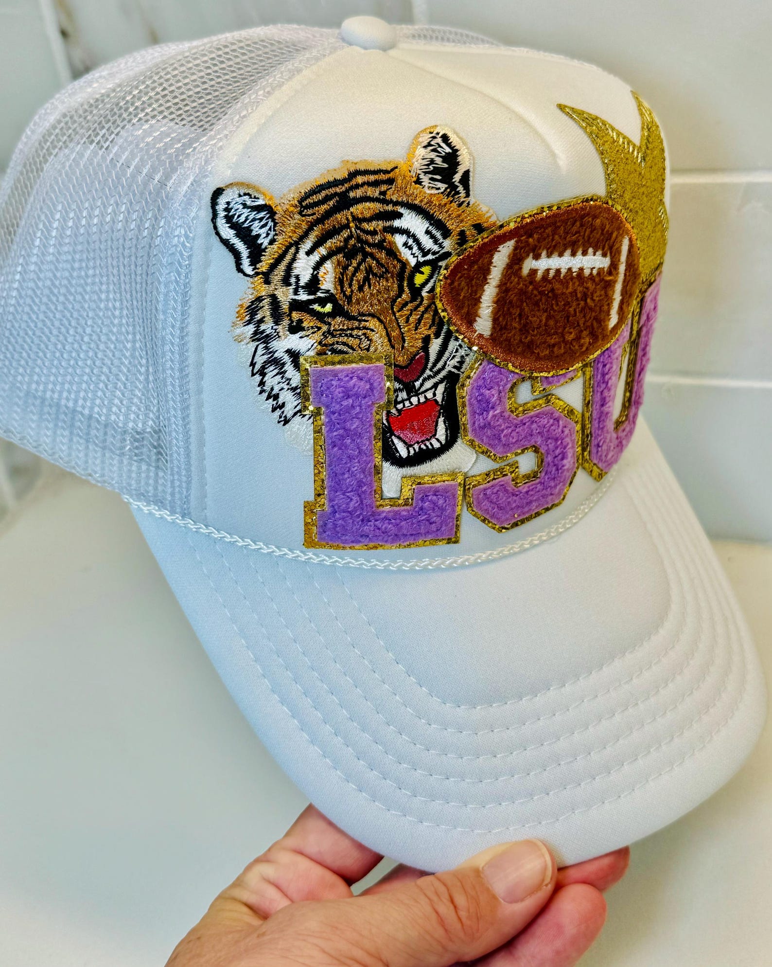 Custom LSU White/gold Patch Trucker Hat. Adult, Adjustable Back. - Etsy