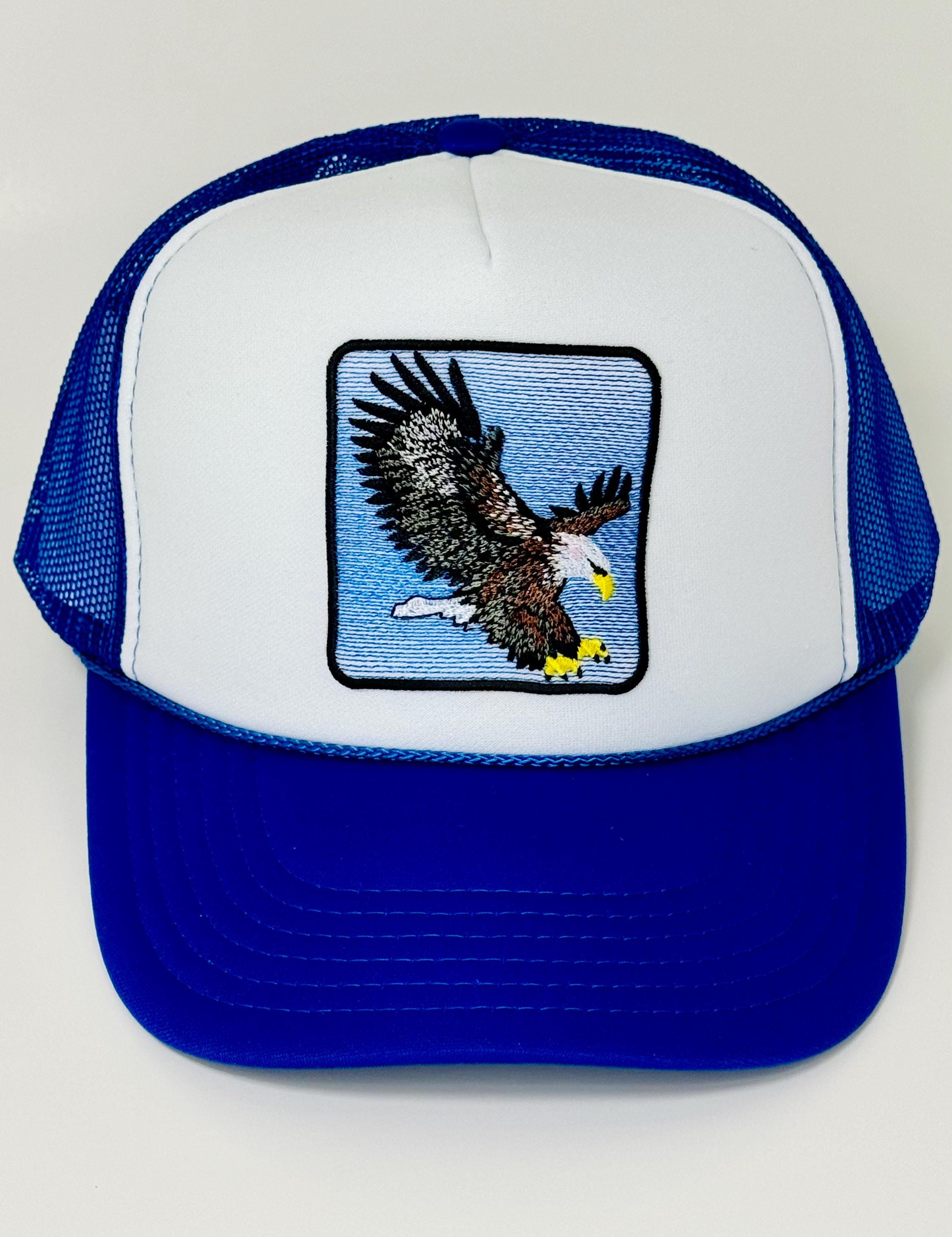 Bald Eagle Patch Hat White and Blue Unisex Trucker Hat - Etsy