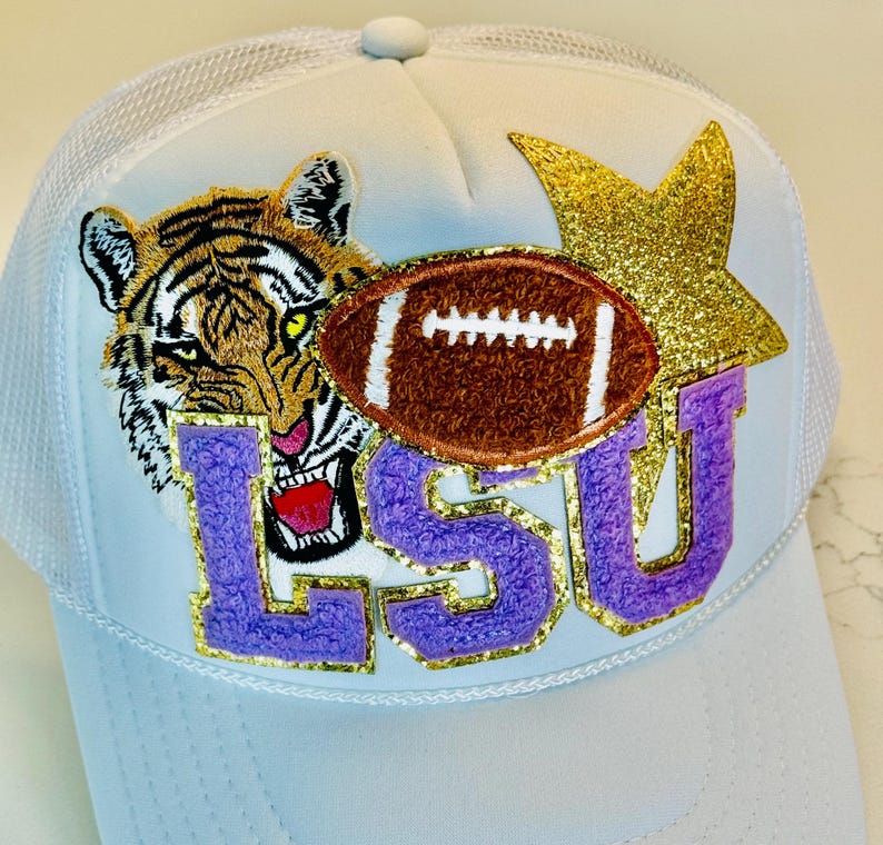 Custom LSU White/gold Patch Trucker Hat. Adult, Adjustable Back. - Etsy
