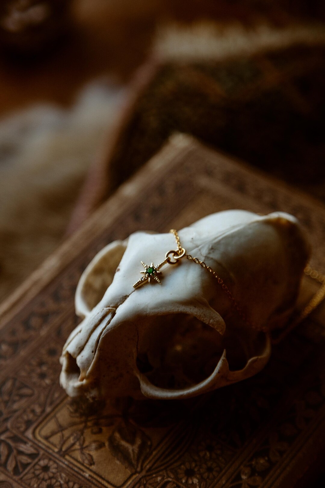 Emerald Starlight. a Bohemian Tiny Golden North Star Talisman Necklace ...