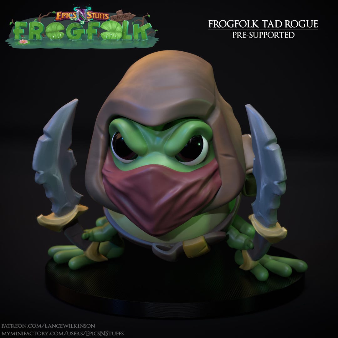 Tad Rogue Frogfolk Miniature 3D Printed Dungeons and Dragons Miniature ...