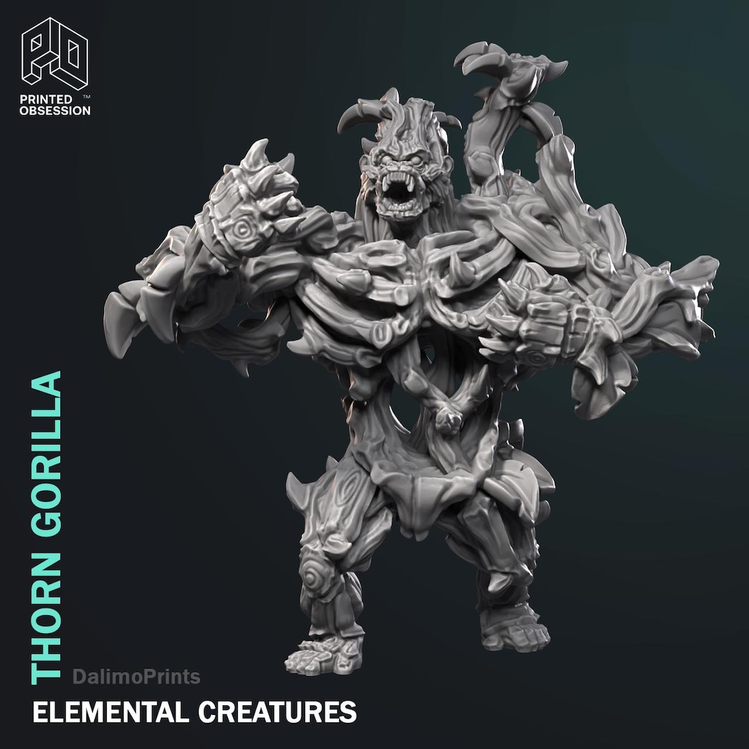 Thorn Gorilla Elemental Creatures Miniature 3D Printed Dungeons and ...