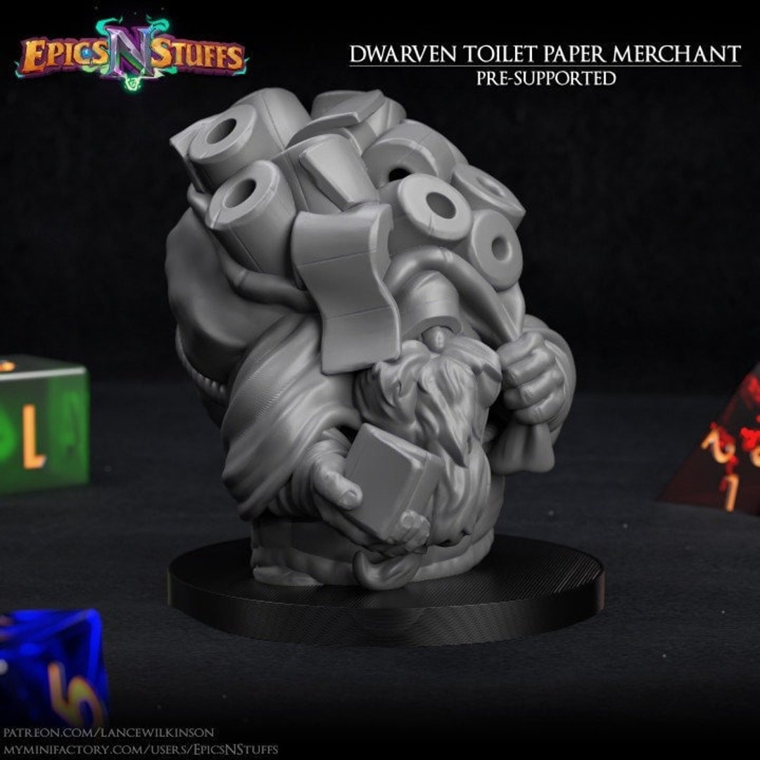 Dwarven Toilet Paper Merchant Dwarves 3D Printed Dungeons and Dragons ...