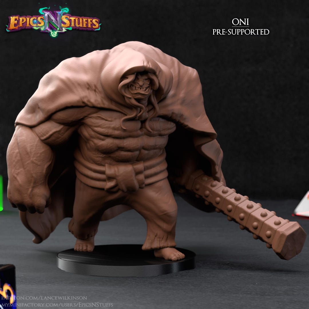 Oni Monster Miniature 3D Printed Dungeons and Dragons Miniature Statue ...