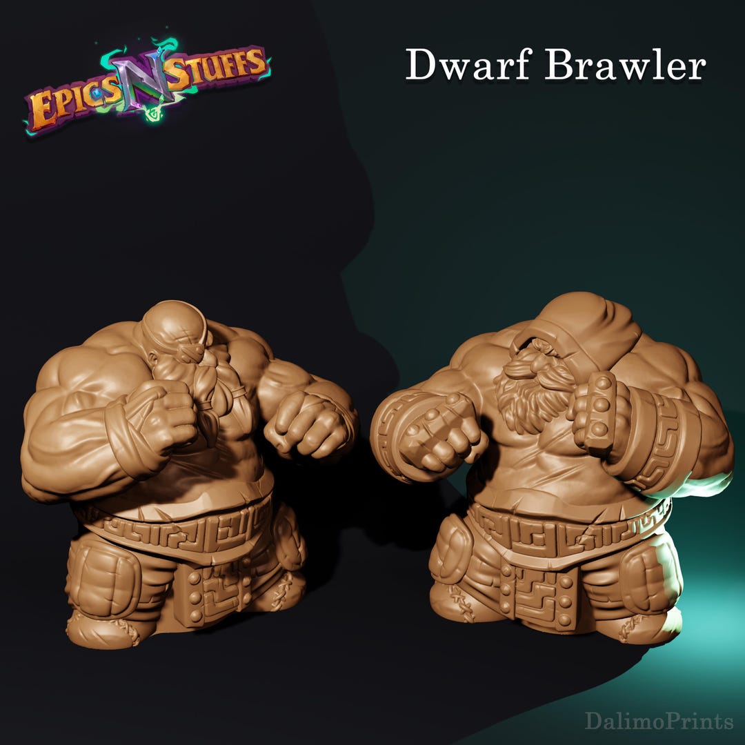 Dwarf Brawler Dwarves Miniature 3D Printed Dungeons and Dragons ...
