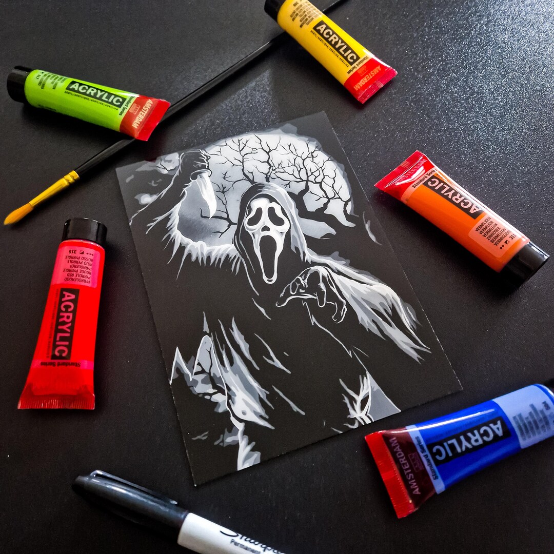 Ghostface | Scream | Glasspainting | Hand Painted | Hand Made | 13x18cm ...