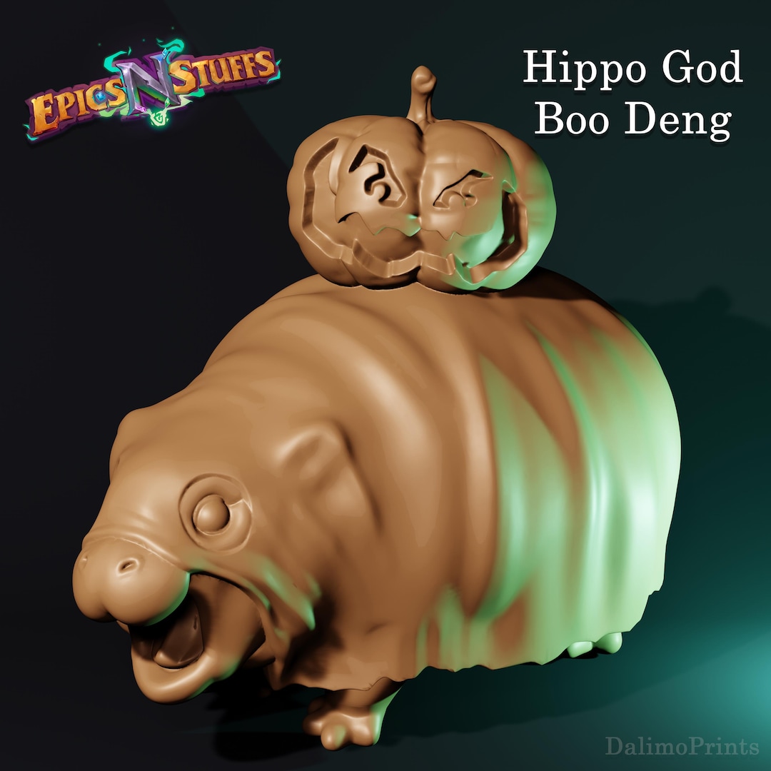 Boo Deng Hippo God Miniature 3D Printed Dungeons and Dragons Miniature ...