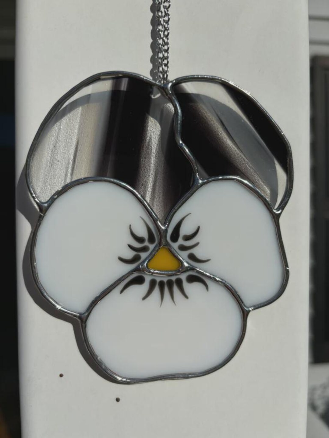 Purple and White Pansy Stained Glass Suncatcher - Etsy