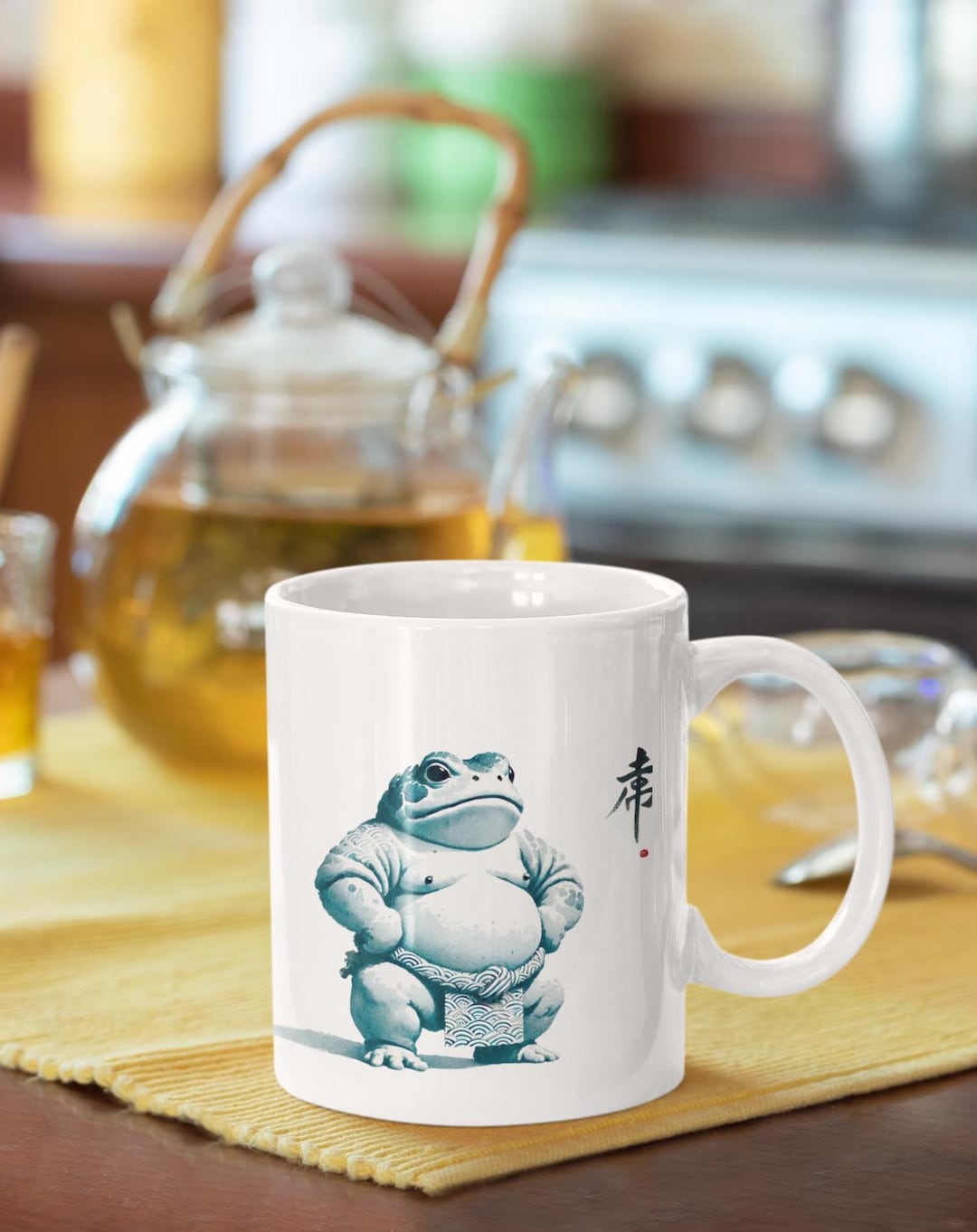 Funny Sumo Frog Coffee Mug: Japanese Ink Style Ceramic Tea Cup - Etsy