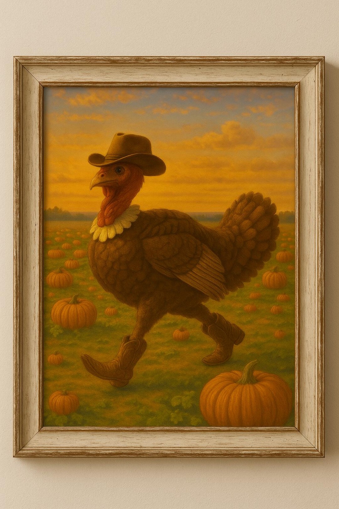 Cowboy Turkey Thanksgiving Art Print: Rustic Farmhouse Fall Decor ...