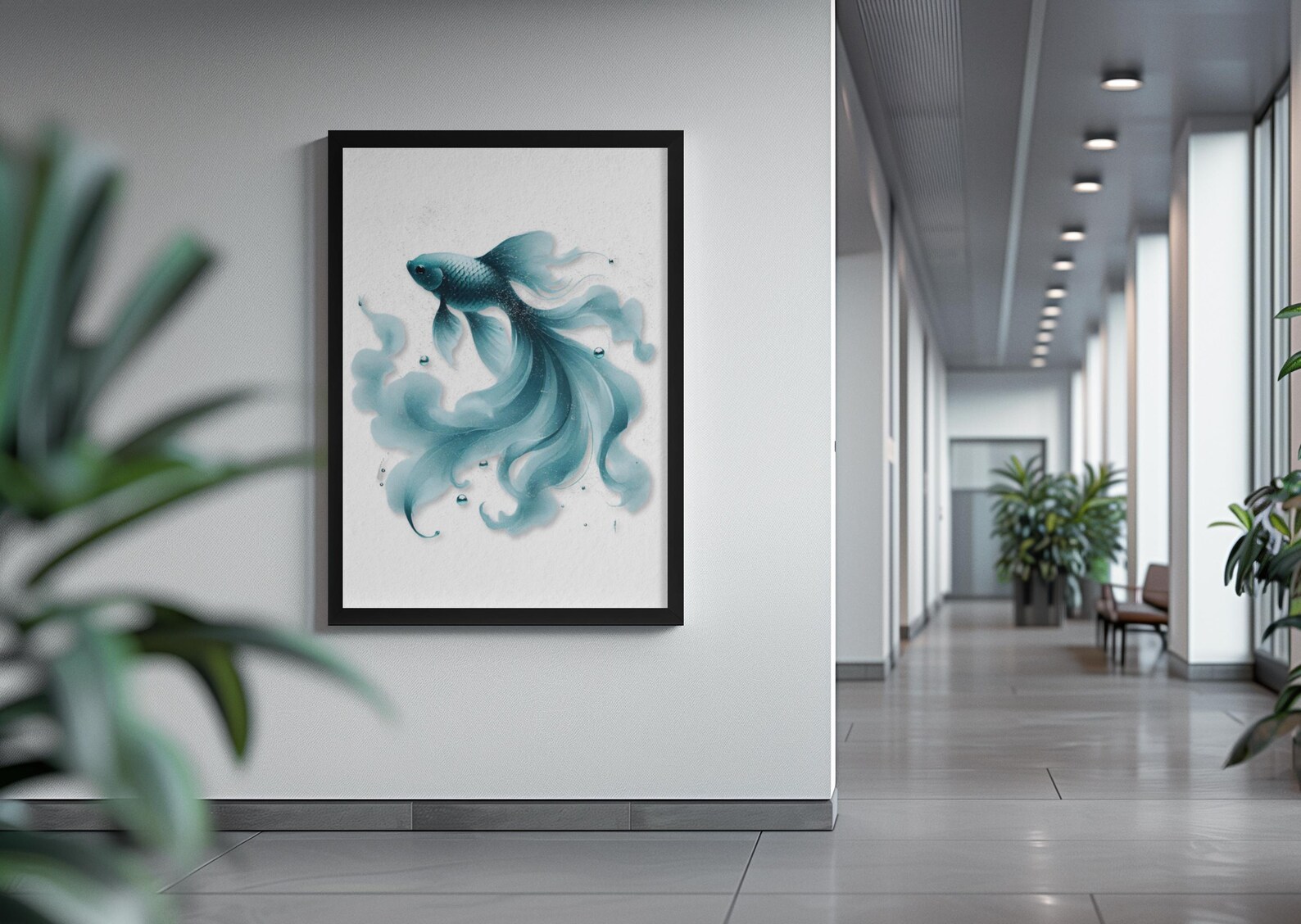 Teal Fish Trio Watercolor Art Prints: Coastal Wall Decor (digital ...